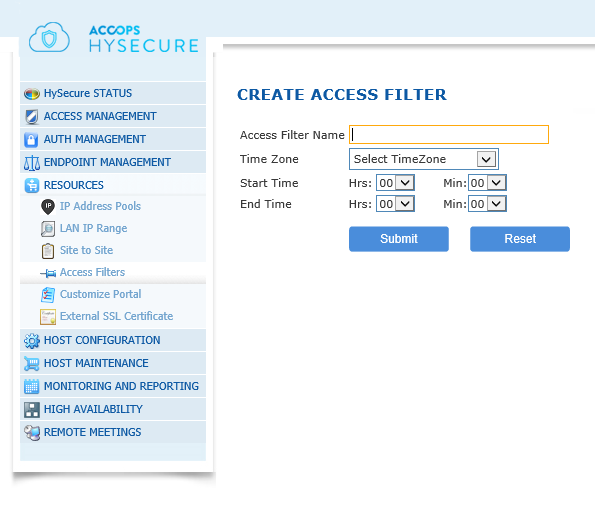 Access Filters - Accops HySecure 5.4 Knowledge Center