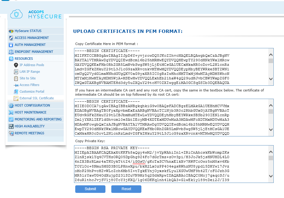 External SSL Certificate - Accops HySecure 5.4 Knowledge Center