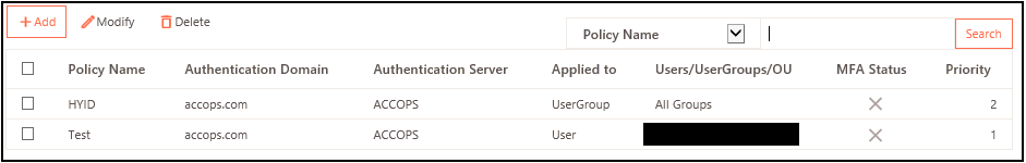 HyID Policy - Accops HySecure 5.4 Knowledge Center