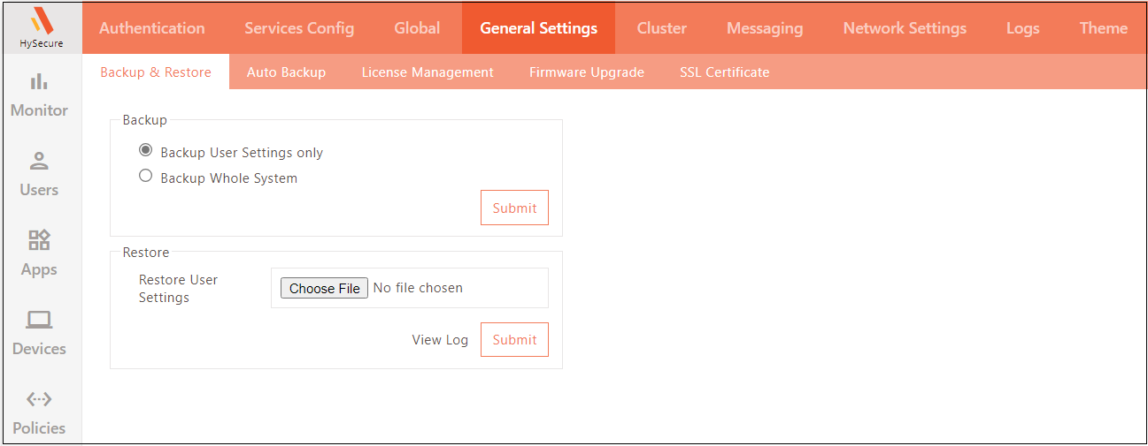Backup And Restore - Accops HySecure 7.2 Knowledge Center